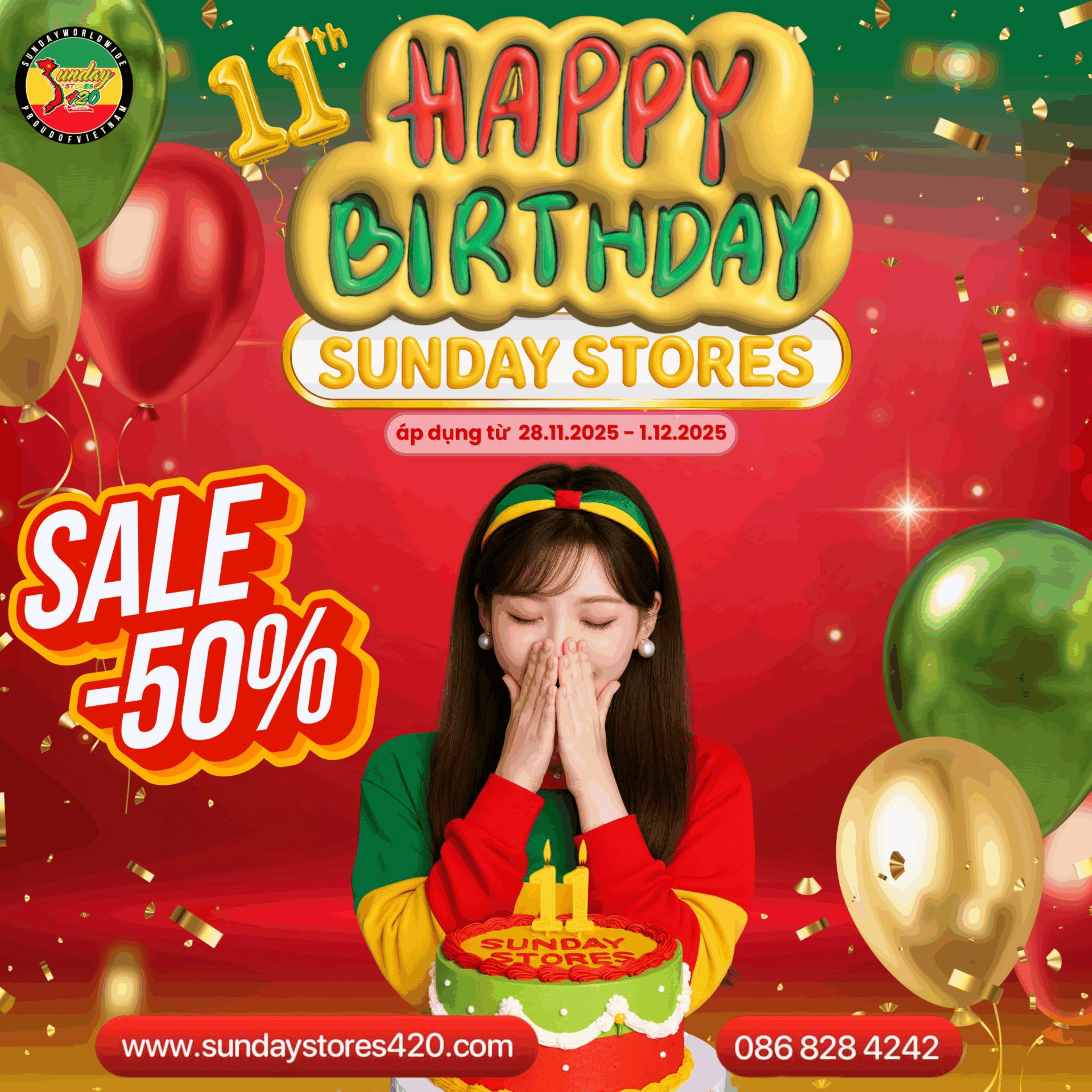 🎉 Sale 50% Toàn Bộ Sản Phẩm Nhân Dịp Sinh Nhật Sunday Stores 11 Tuổi ...